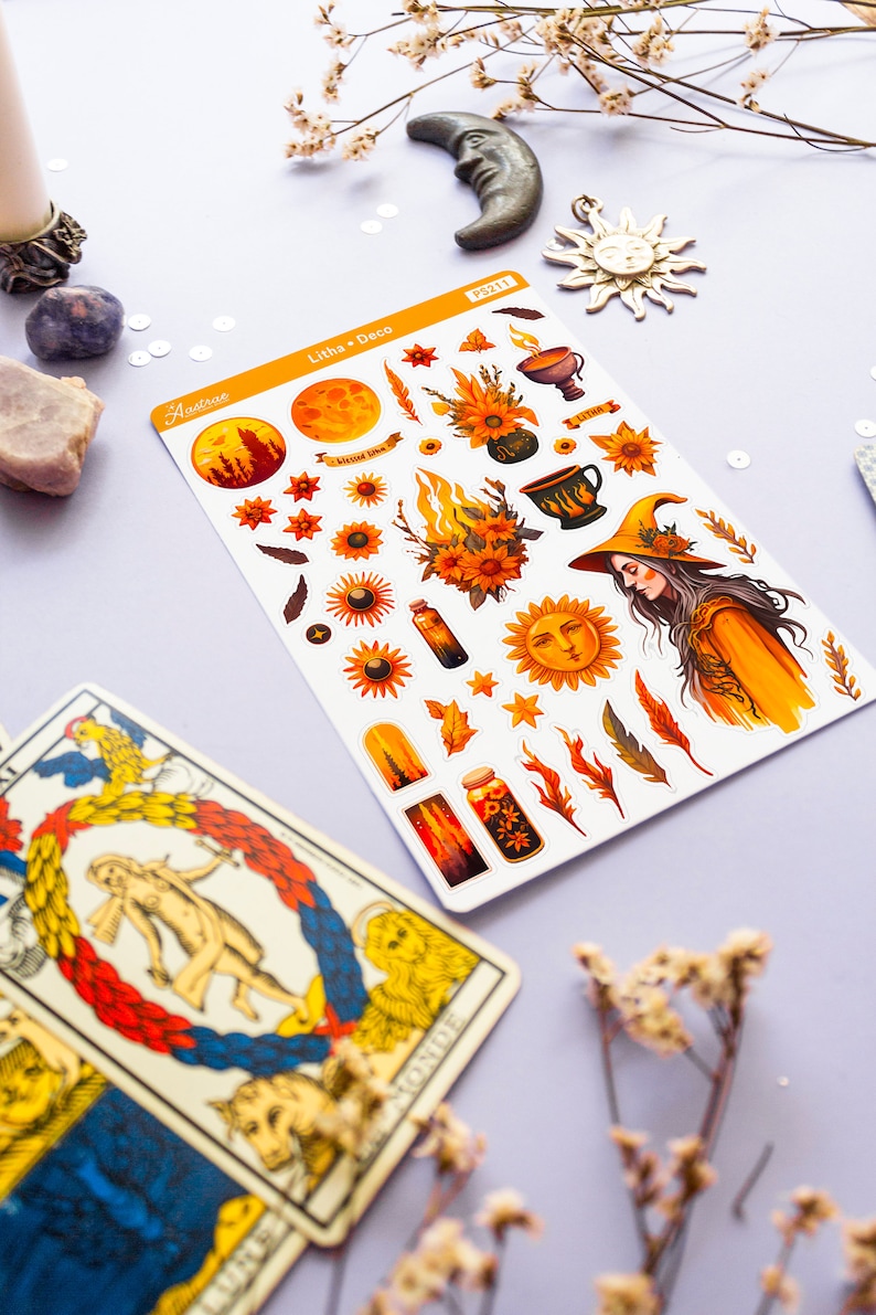 Litha Witch Stickers for Planner, Pagan Planner Stickers, Pagan ...