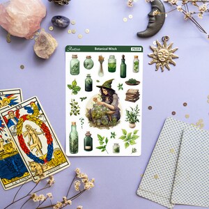 Green Witch Sticker Sheet, Herbal Witch Planner Stickers, Herbalism ...