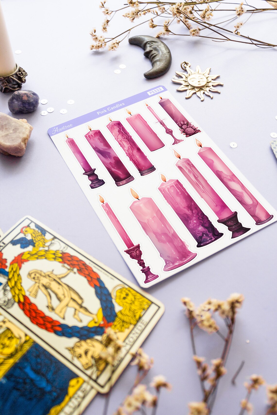Pink Candle Witch Sticker Sheet, Love Witchcraft Stickers for Planner ...