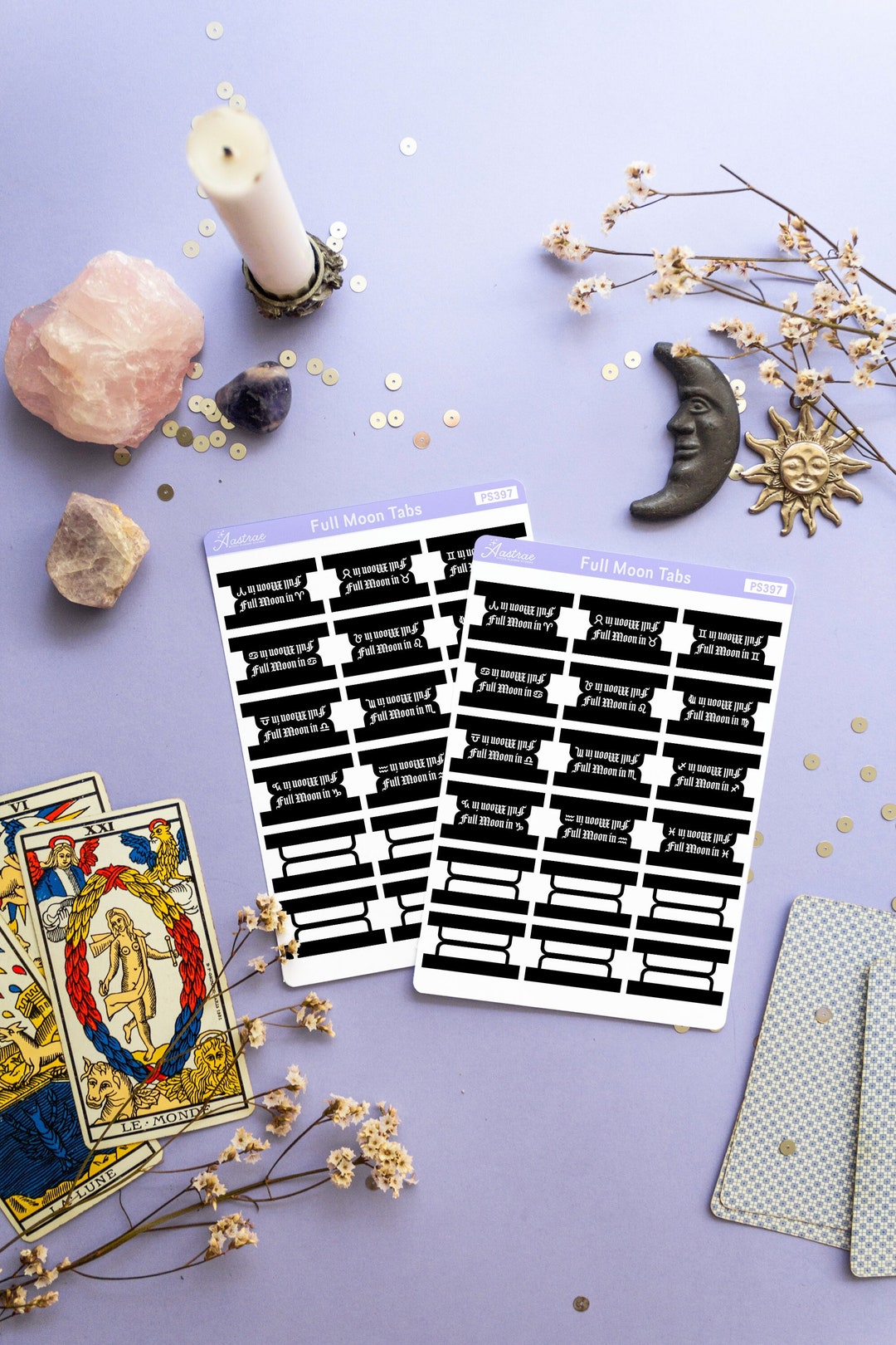 Full Moon Tabs for Moon Journaling, Astrology Notebook Tabs Sticker ...