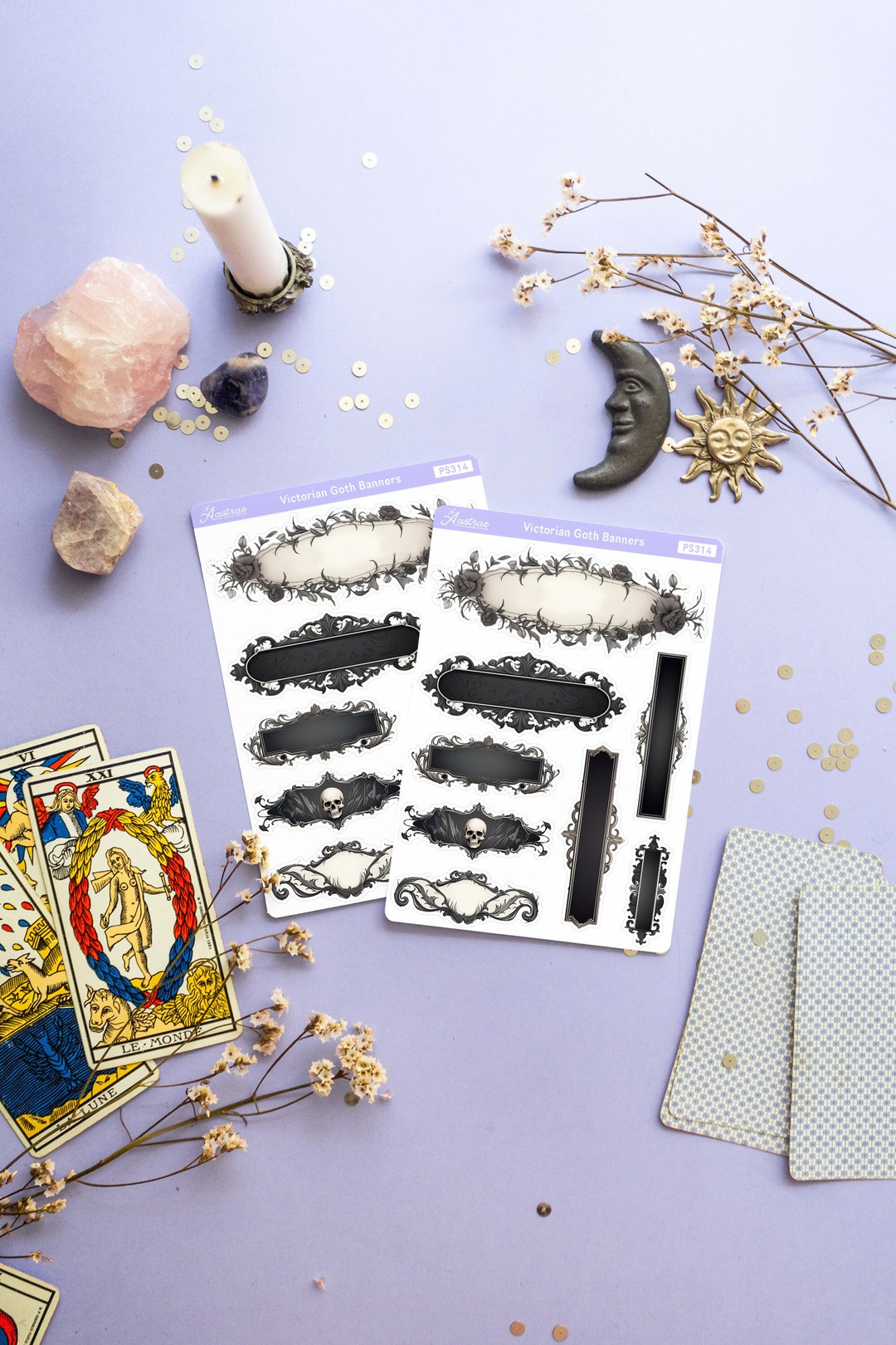 Functional Goth Planner Stickers, Text Banner Planner Stickers ...