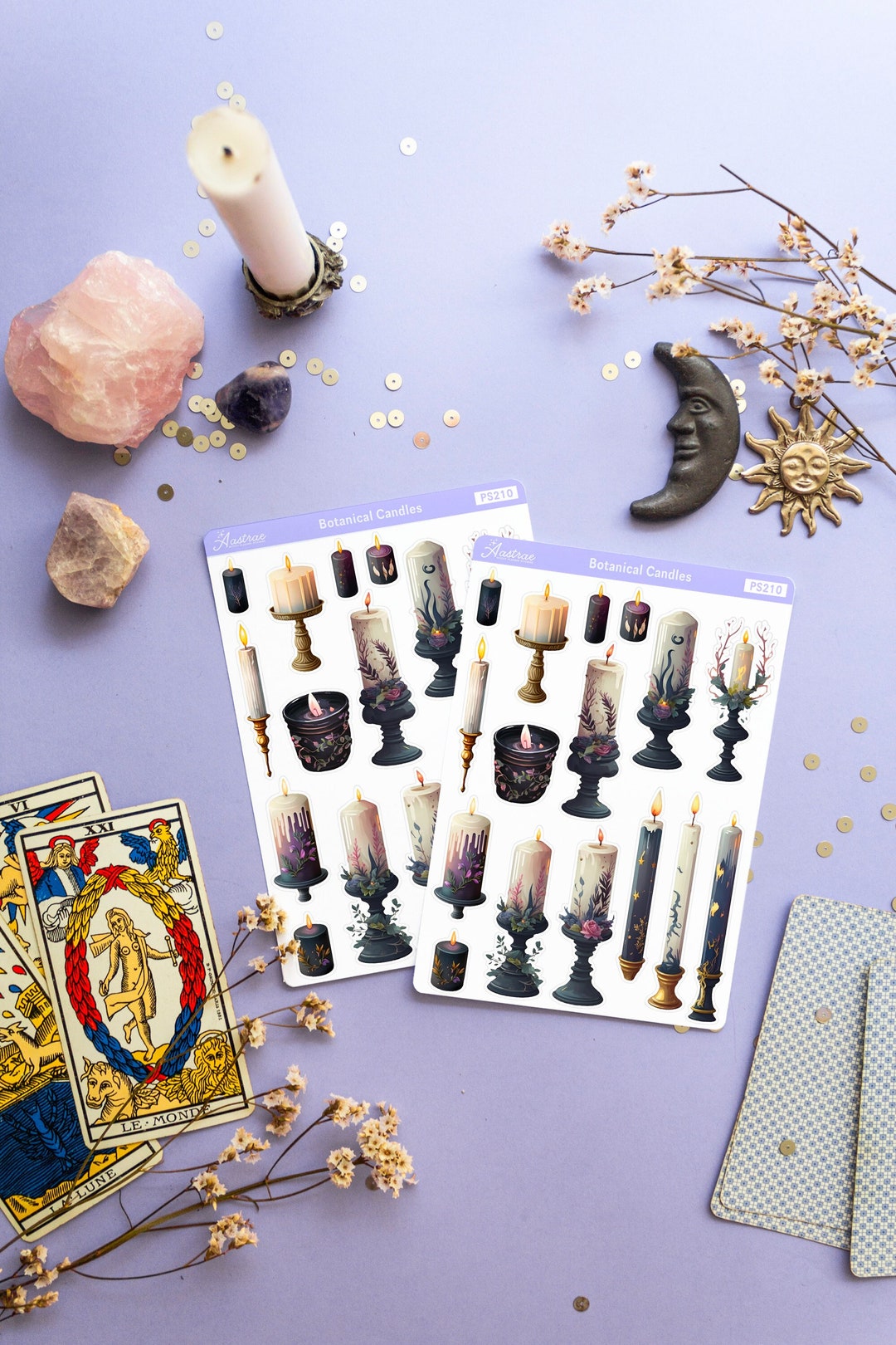 Witchy Botanical Candle Planner Stickers, Witchy Stickers for Planner ...