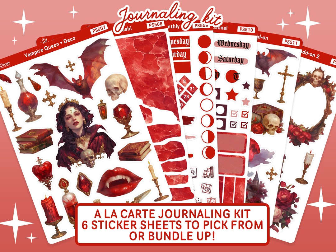 Vampire Queen Monthly Journaling Sticker Kit, Vampire Planner Stickers ...