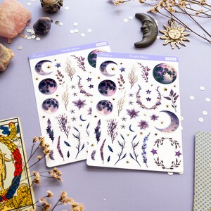 Purple Moon Planner Stickers, Lunar Witch Stickers, Moon Witch Planner ...