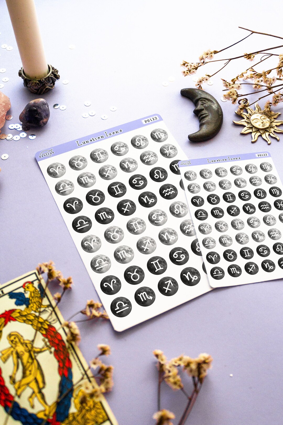 Moon Stickers, Astrology Planner Stickers, Moon Planner Stickers, Lunar ...