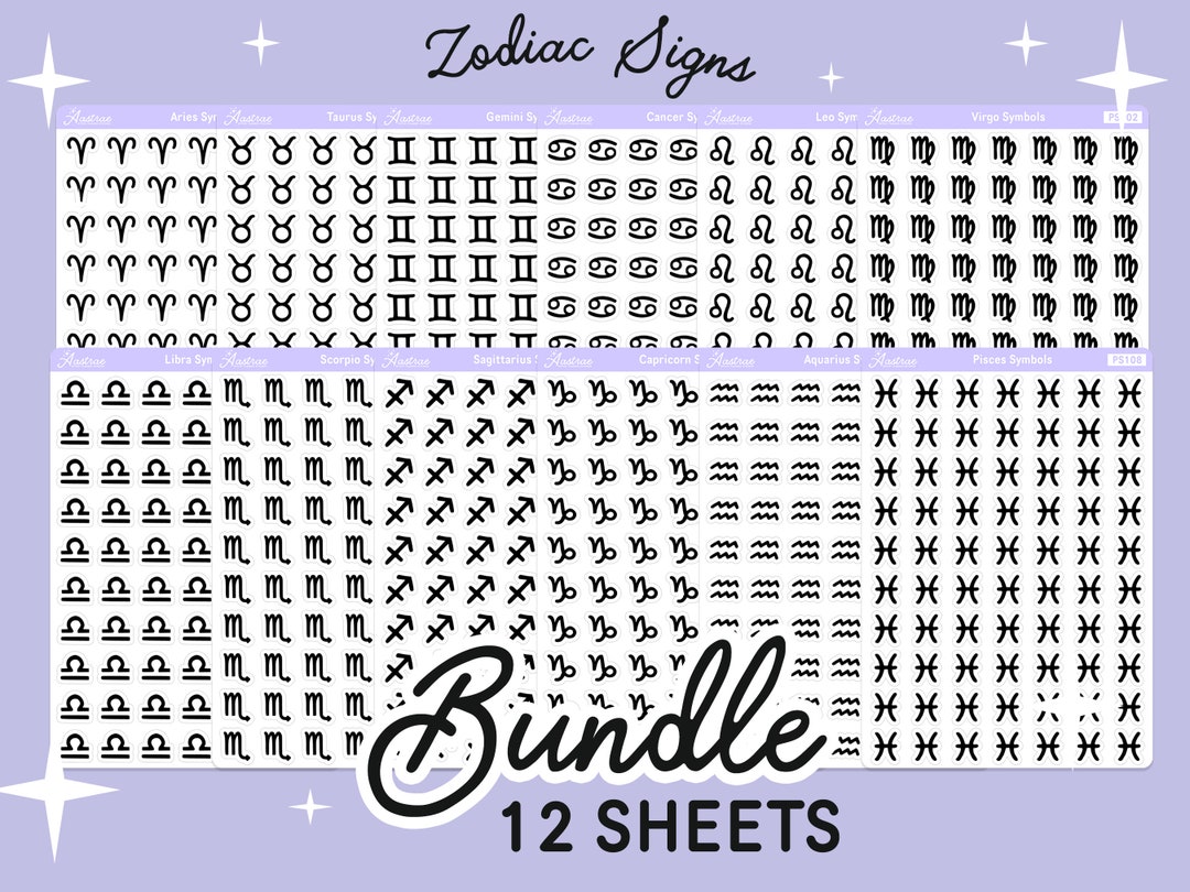 Zodiac Planner Stickers, Astrology Stickers for Planner, Star Sign ...