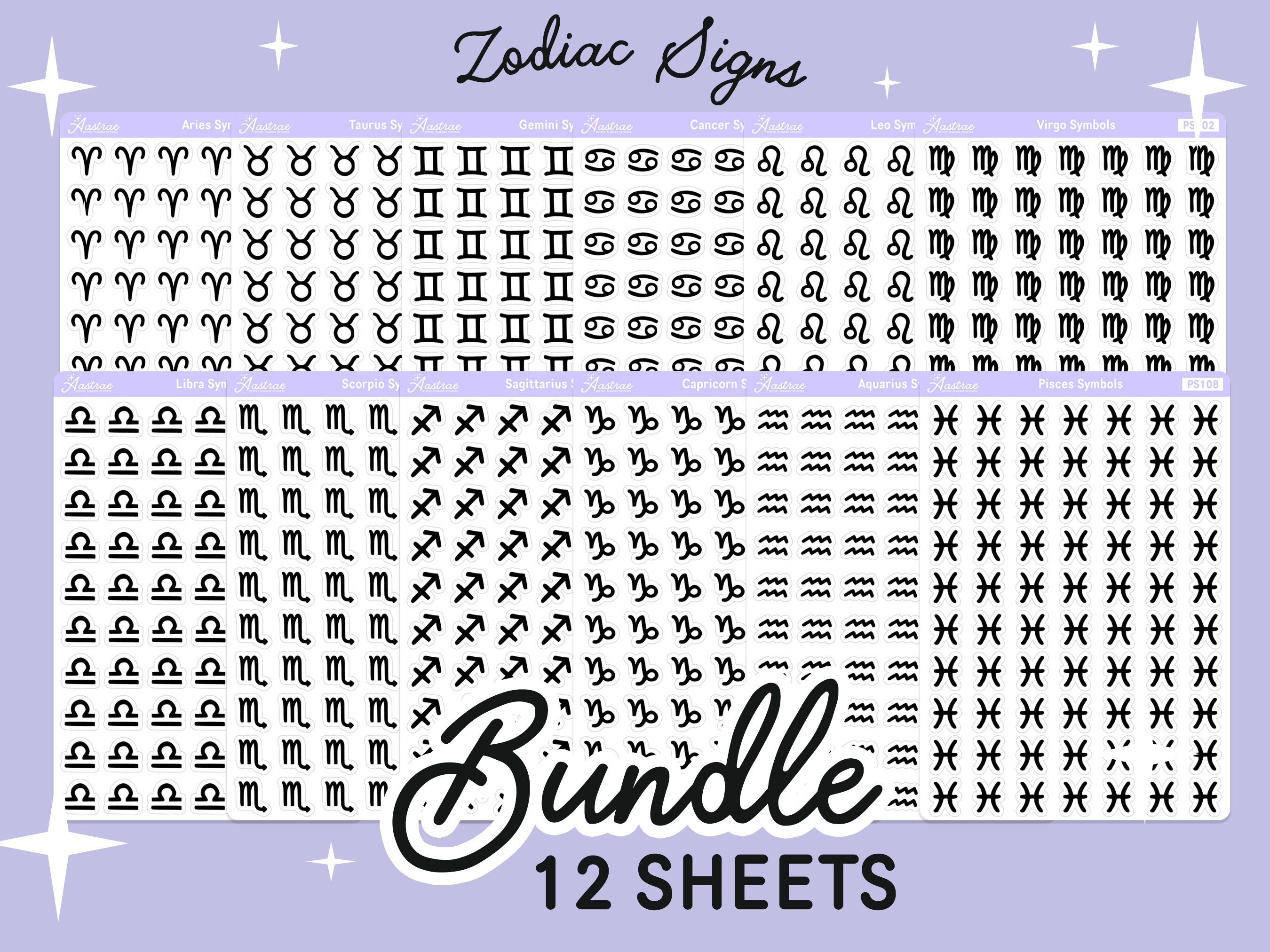 Zodiac Planner Stickers Astrology Stickers for Planner Star - Etsy