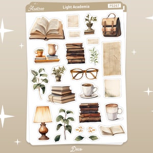 Light Academia Stickers, Vintage Aesthetic Journal Stickers, Monthly ...
