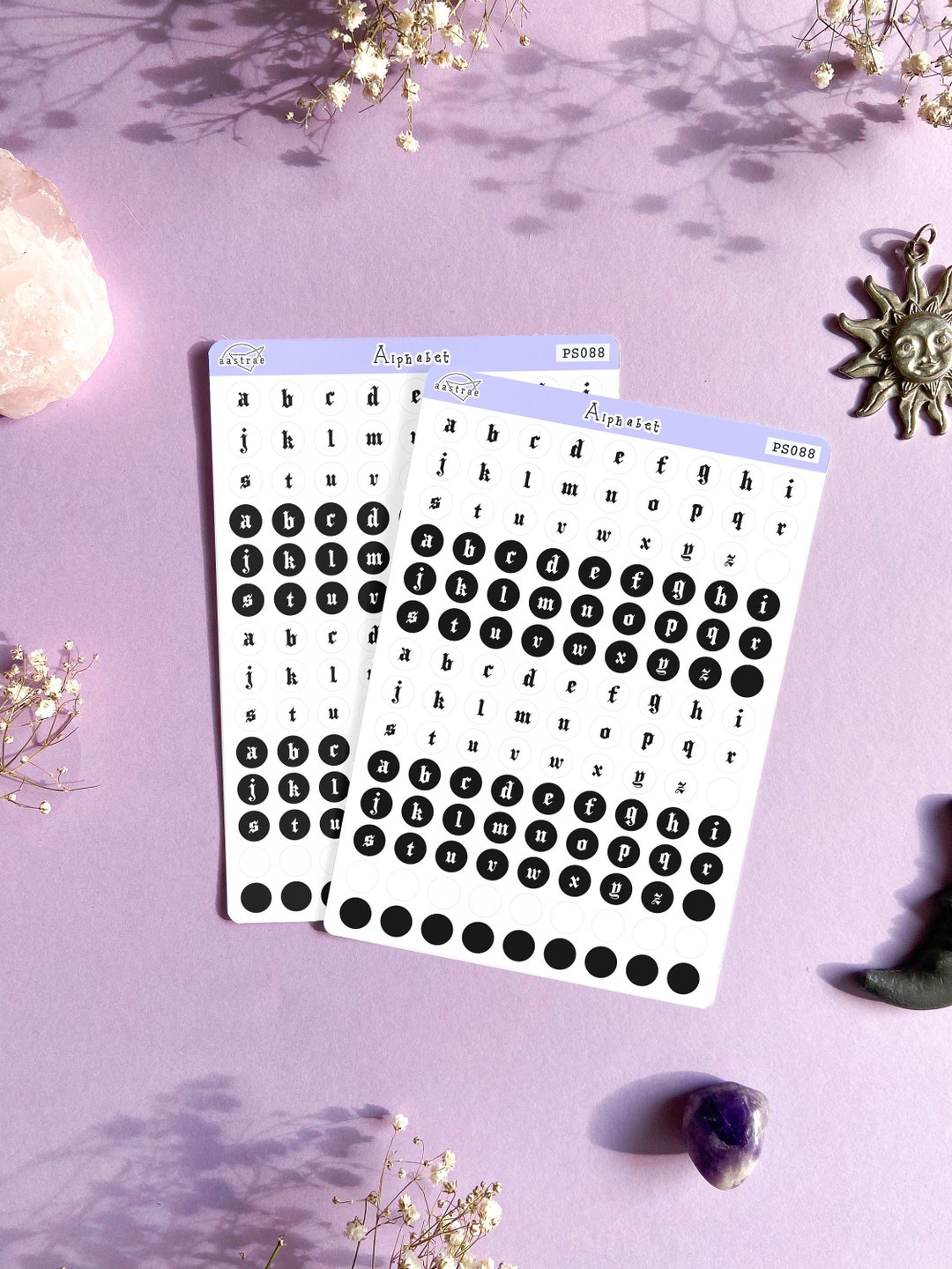 Gothic Letter Sticker, Alphabet Sticker Sheet, Script Planner Sticker ...