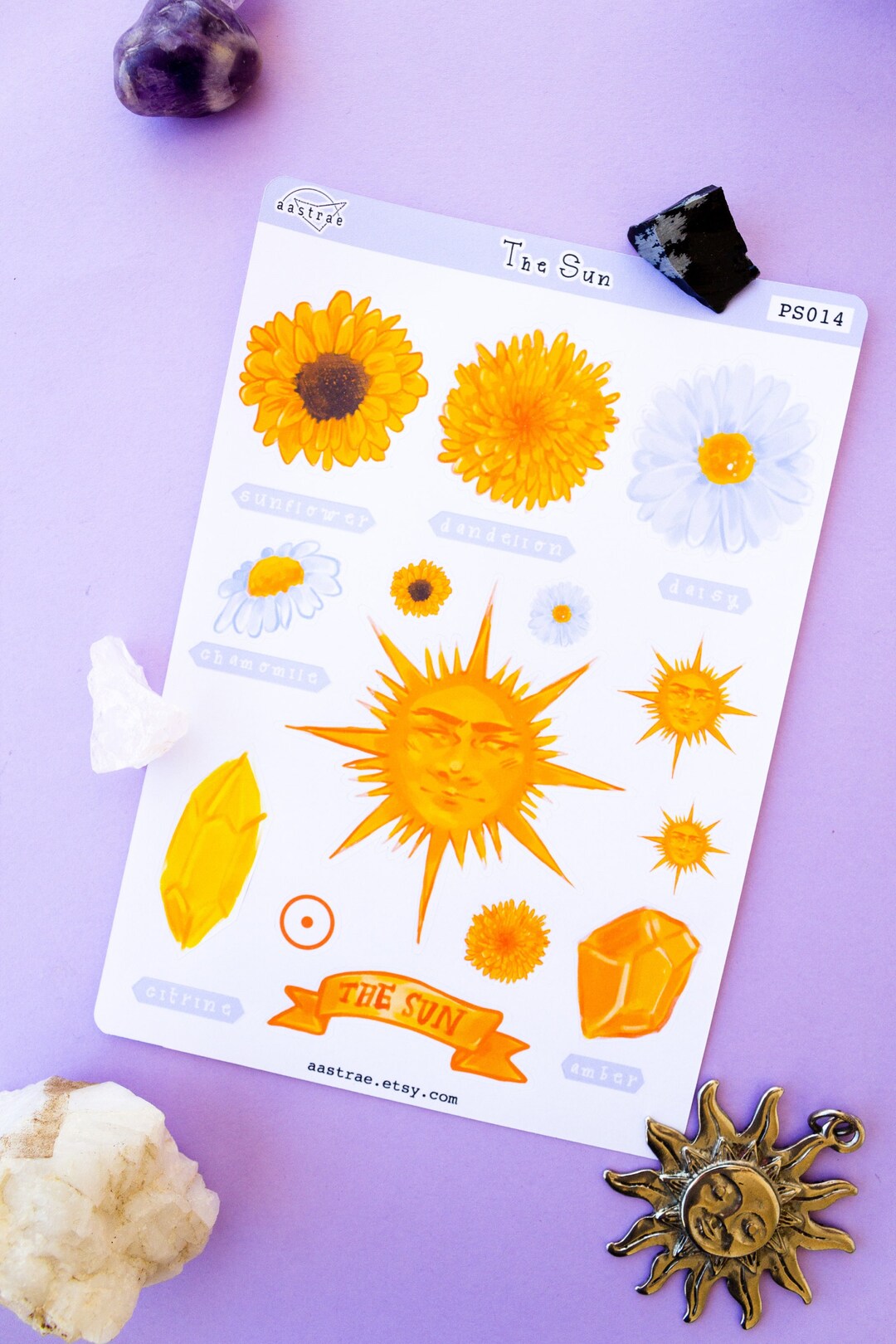 Sun Book of Shadows Stickers, Witchy Planner Stickers Sun Sticker Pack ...