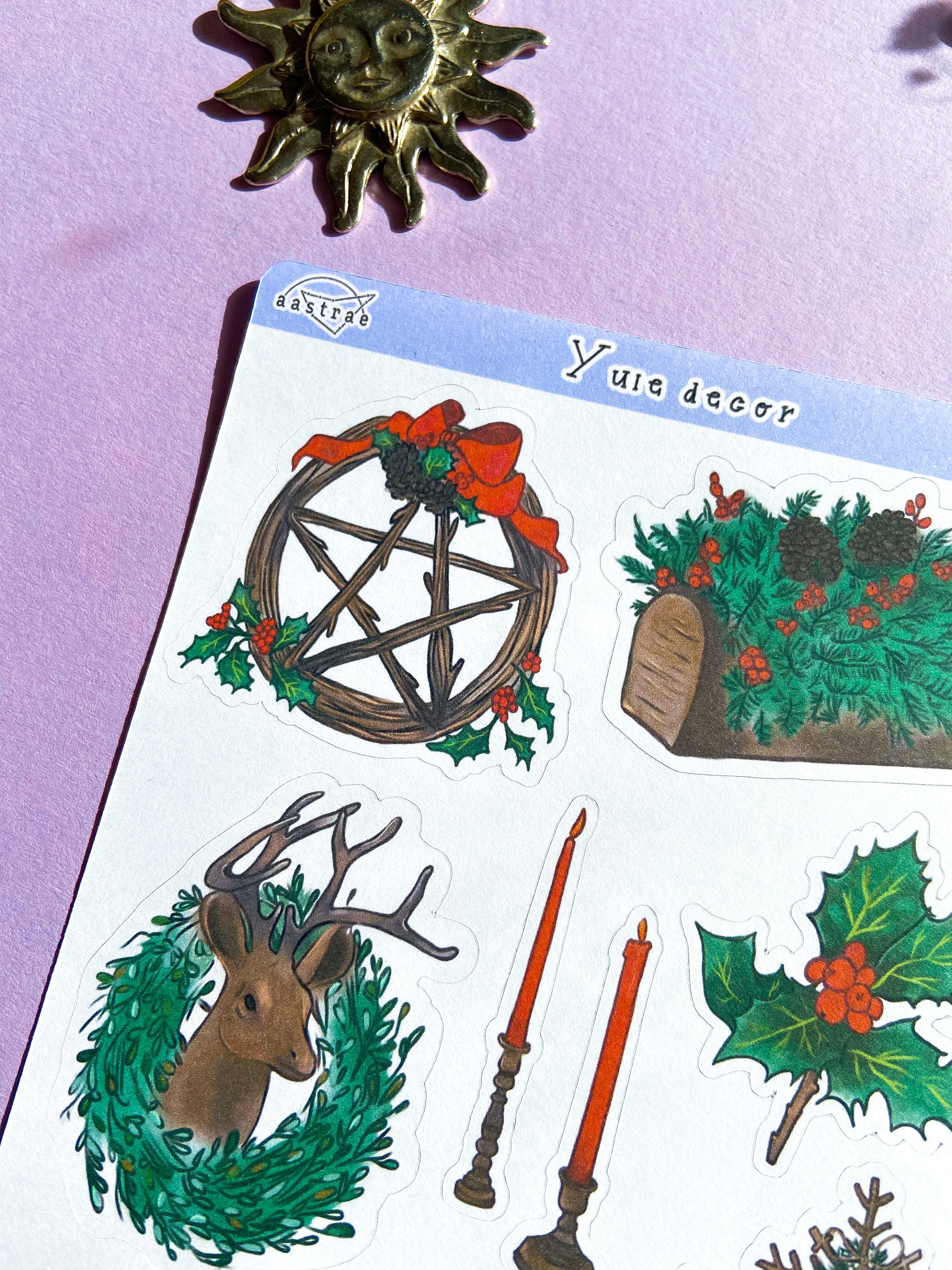 Yule Stickers for Planner Yule Planner Stickers Pagan | Etsy