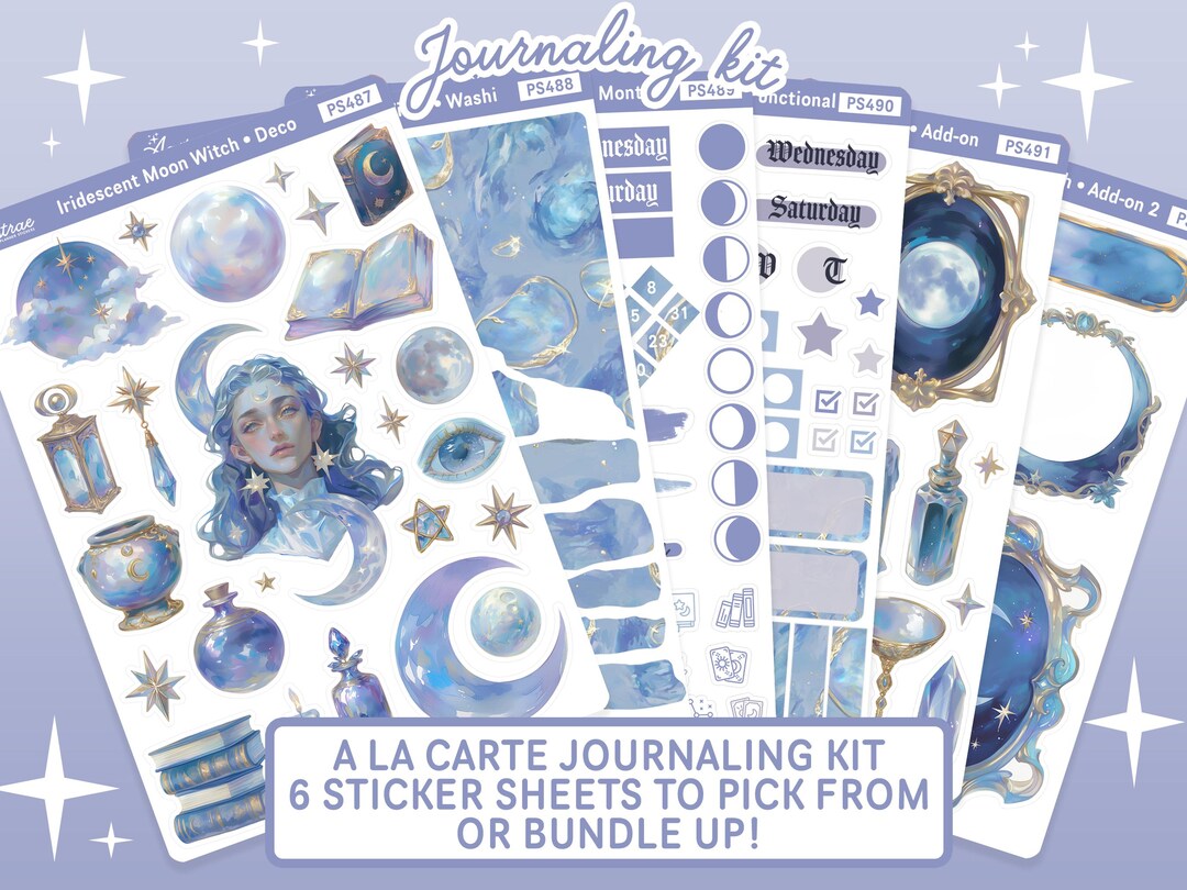 Moon Witch Journal Sticker Kit, Lunar Witch Planner Stickers, Full Moon ...