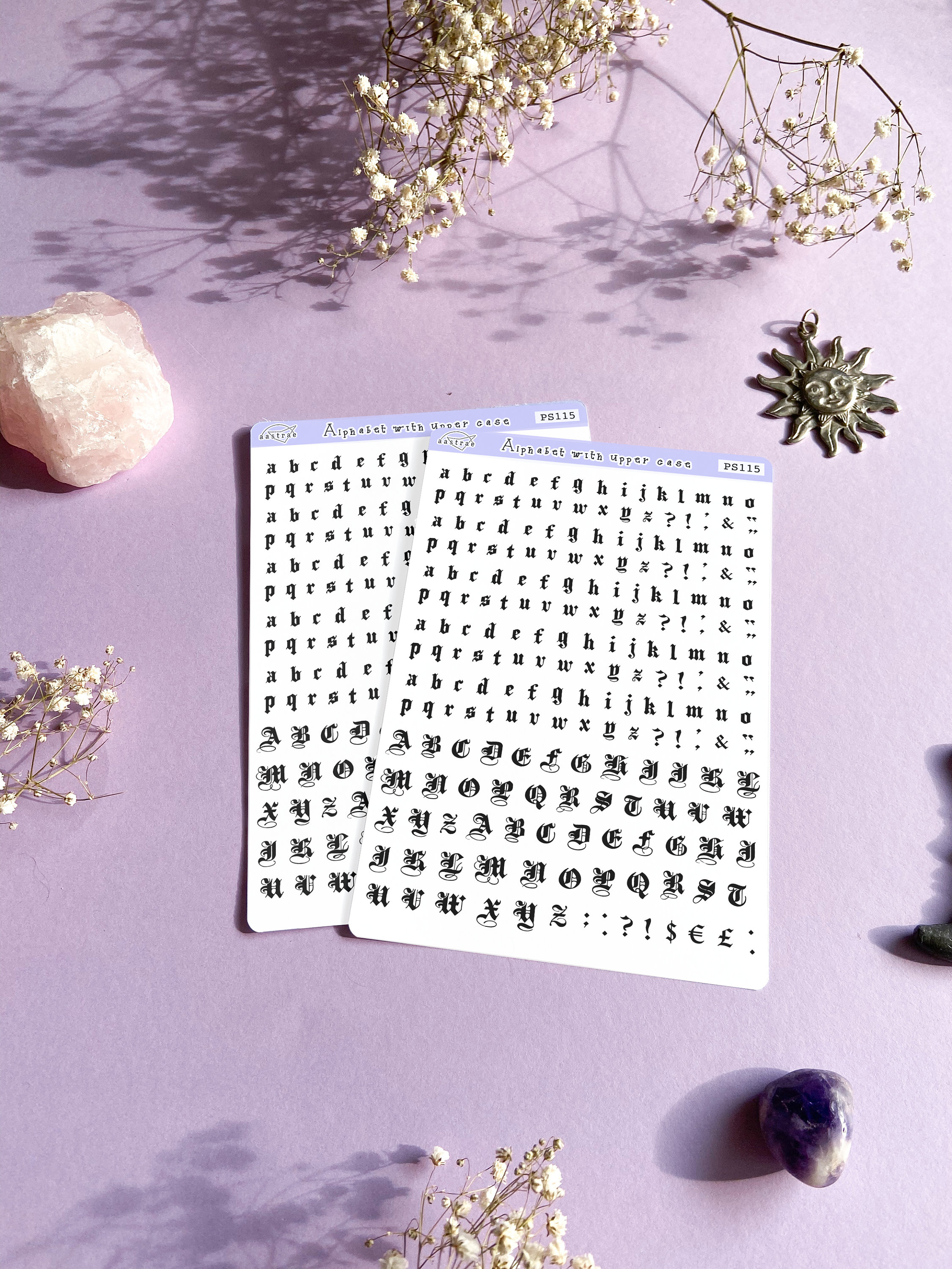 Alphabet Planner Stickers, Gothic Calligraphy Script Stickers, Bullet ...