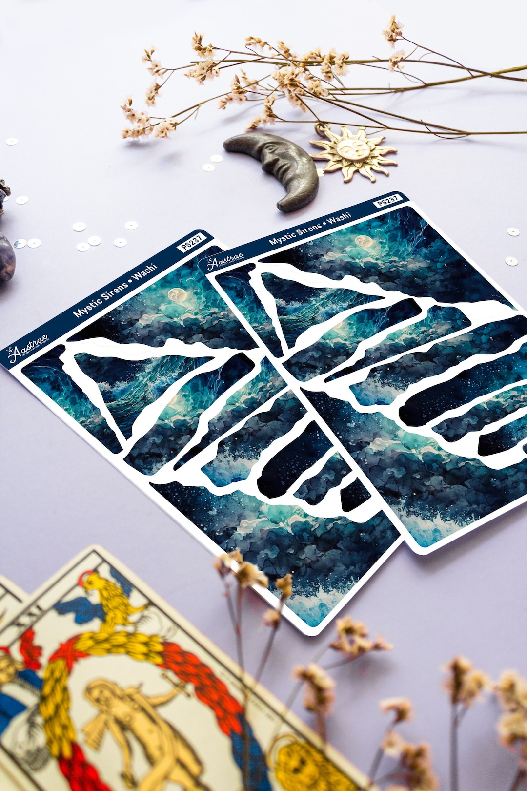 Sea Witch Washi Sticker Sheet, Deep Blue Washi Tape Sticker Sheet ...