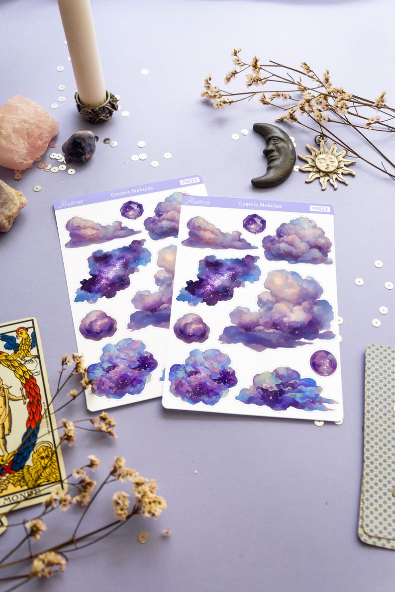 Galaxy Cloud Stickers, Cosmic Nebula Sticker Sheet, Pastel Sky ...
