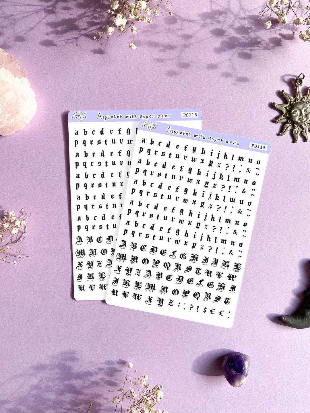 Alphabet Planner Stickers, Gothic Calligraphy Script Stickers, Bullet ...