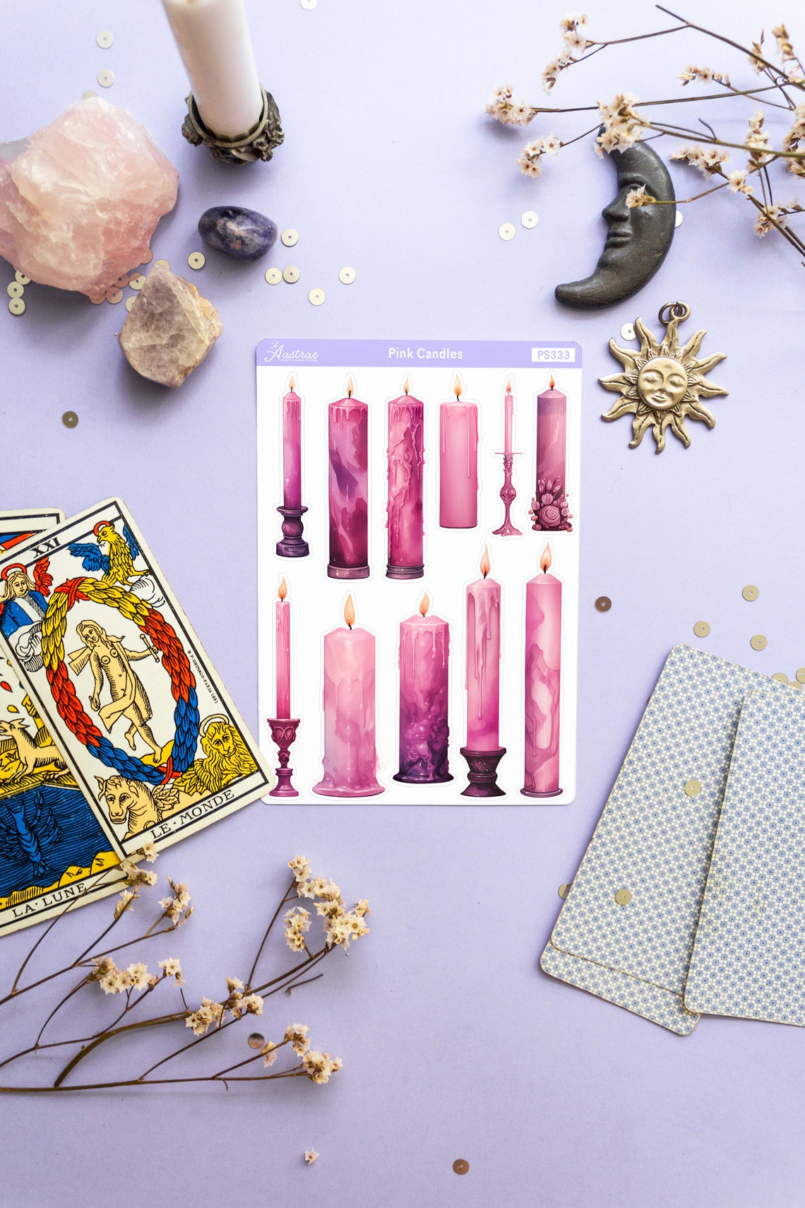 Pink Candle Witch Sticker Sheet, Love Witchcraft Stickers for Planner ...