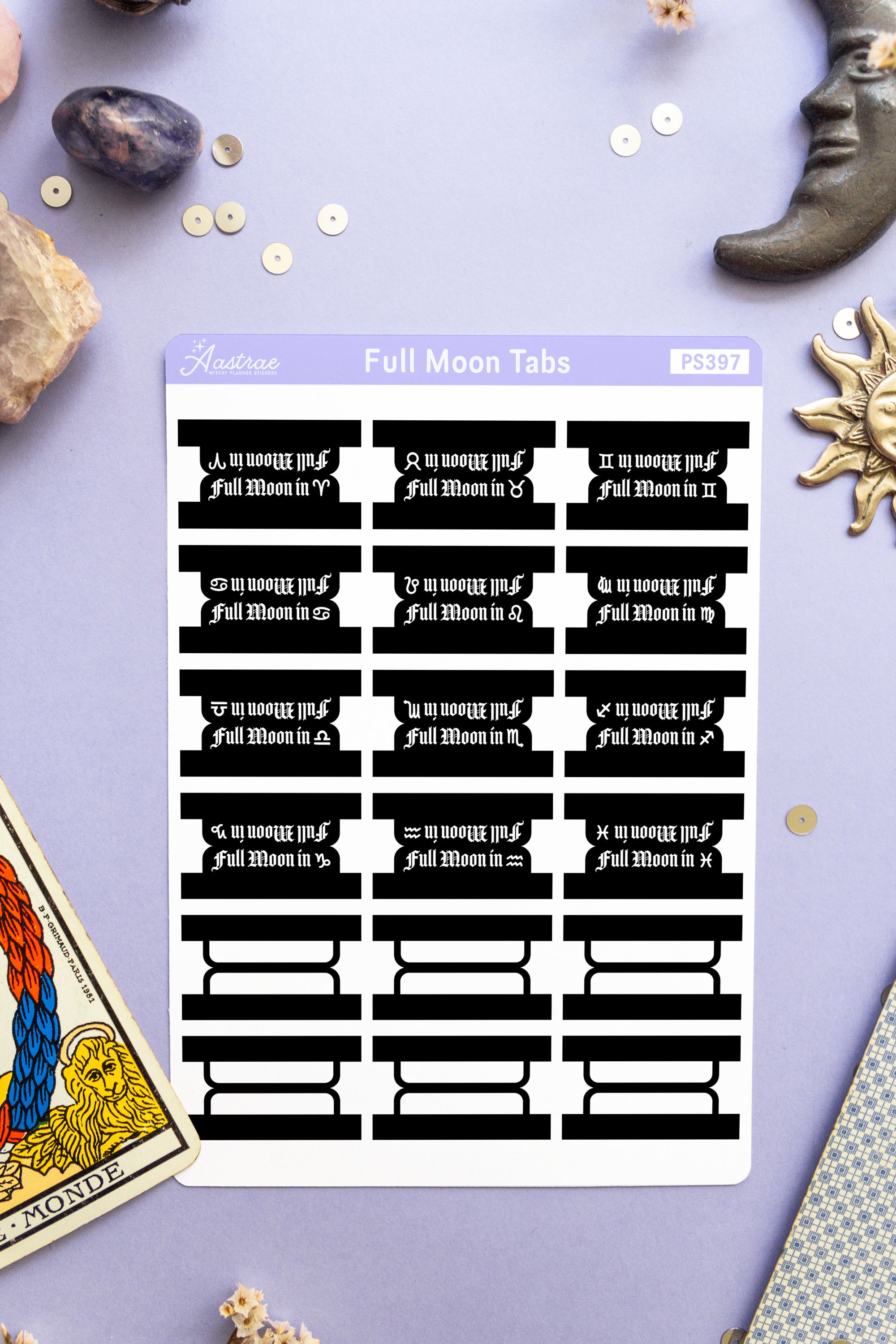 Full Moon Tabs for Moon Journaling, Astrology Notebook Tabs Sticker ...
