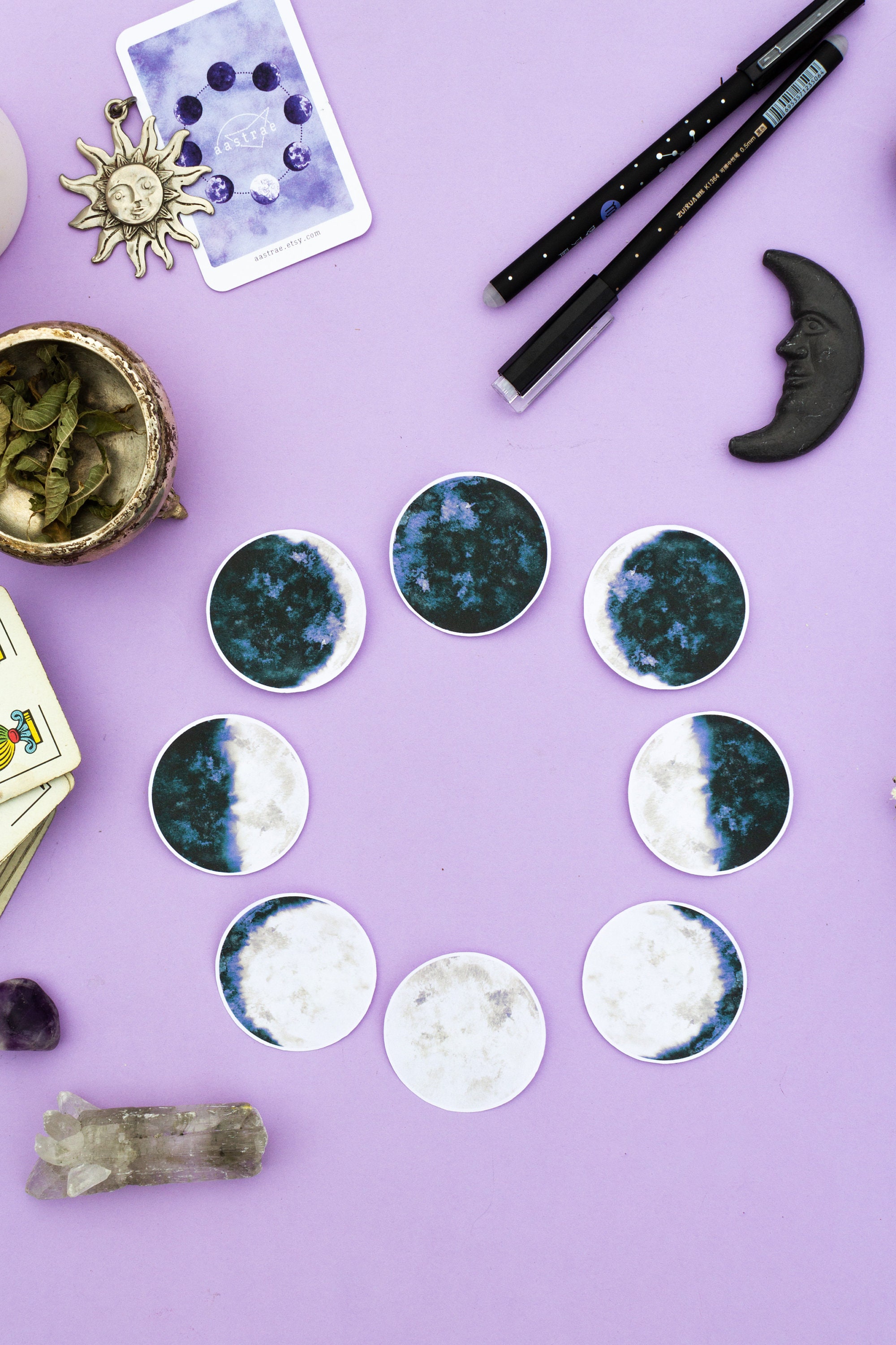 Moon Phase Stickers Bullet Journal Witch Stickers Lunar | Etsy