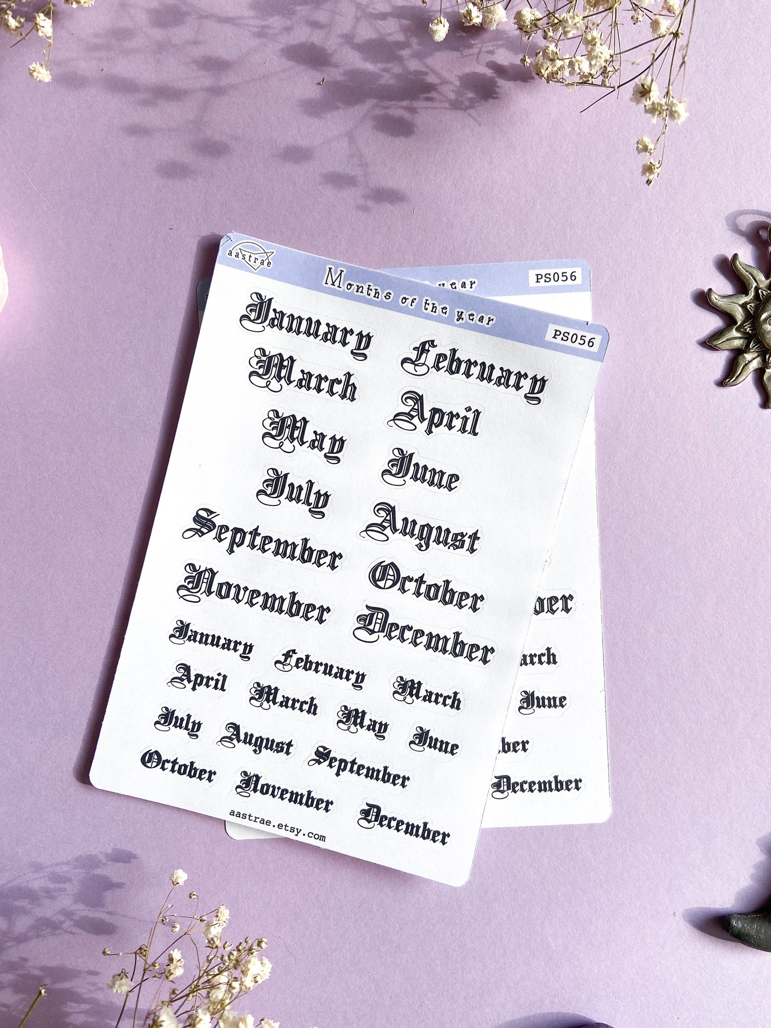 Month Stickers for Planner Month of the Year Stickers Script | Etsy