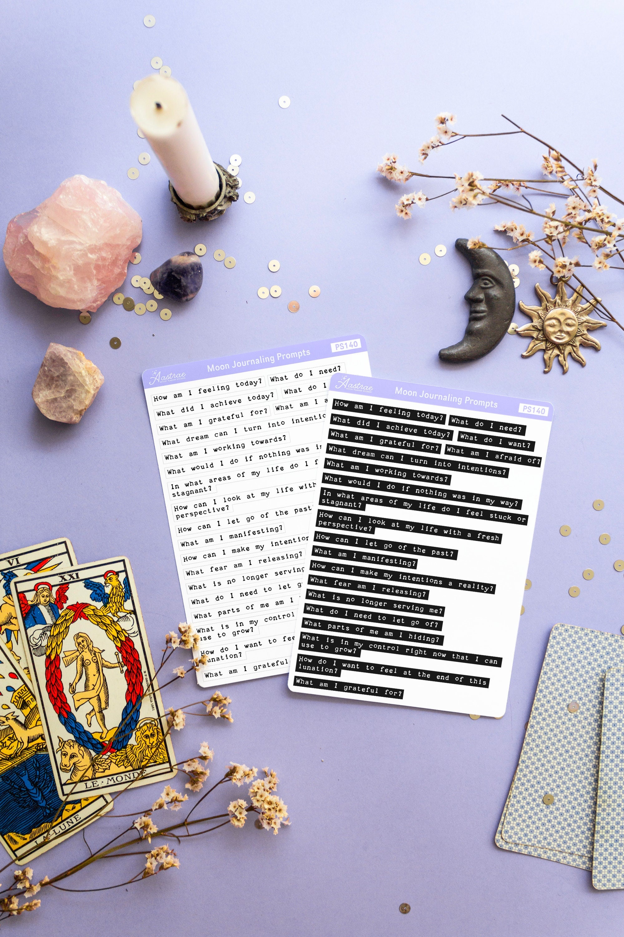 Moon Journal Prompts Stickers Moon Journaling Stickers Lunar - Etsy