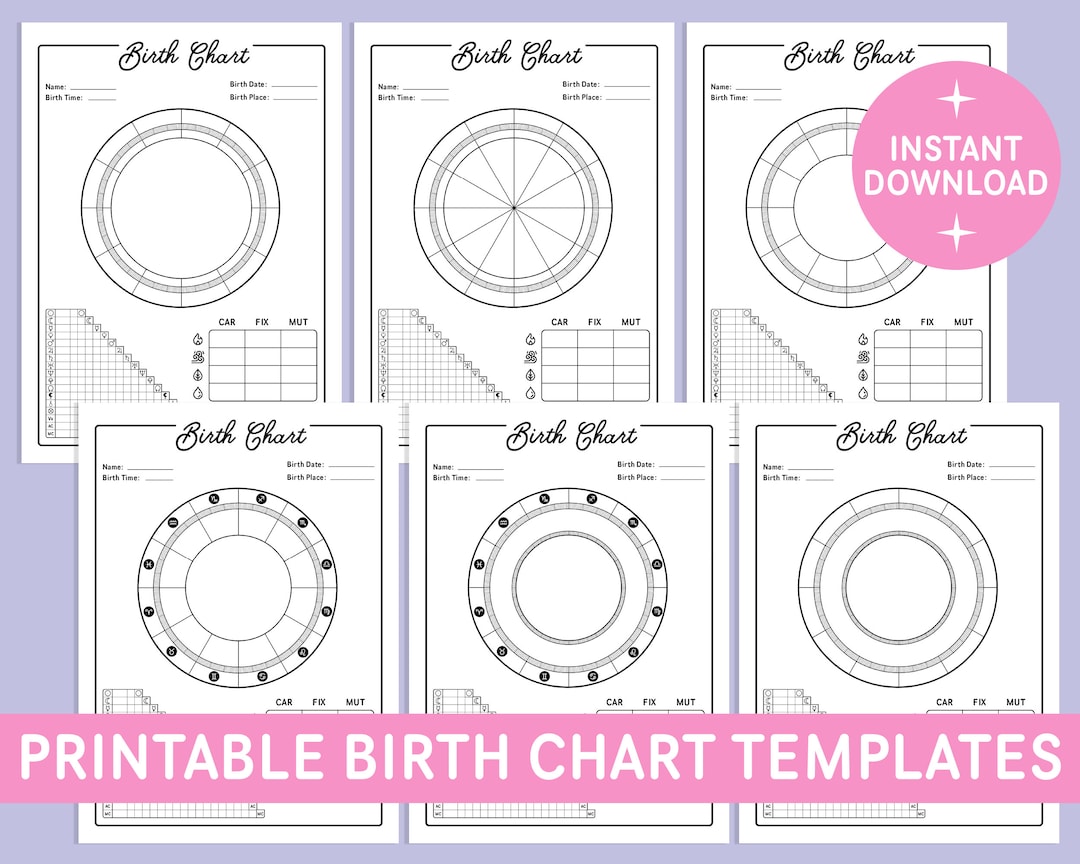 Astrology Birth Chart Template, Printable Birth Chart, Natal Chart ...