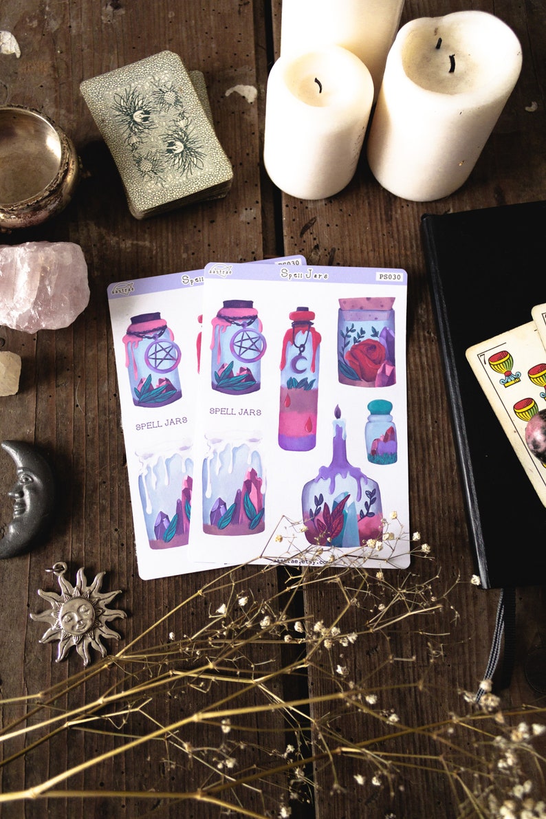 Spell Jars Witchy Planner Stickers, Book of Shadows Stickers, Pagan ...