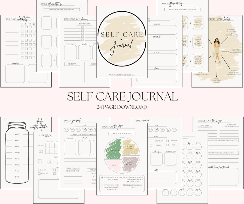 Self Care Prompted Journal, Printable Self Care and Goals Planner ...