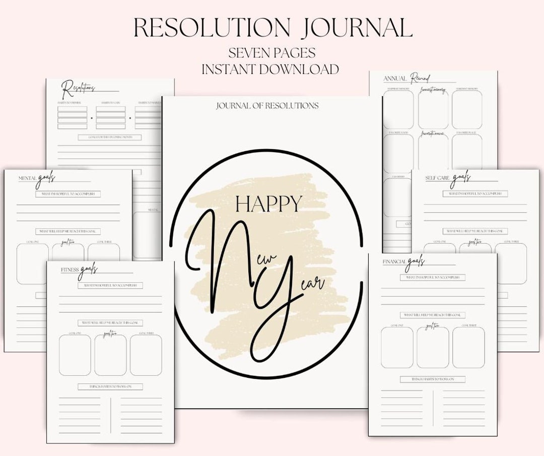 Printable Journal of Resolutions, Self Care Goals, Goal Printable ...