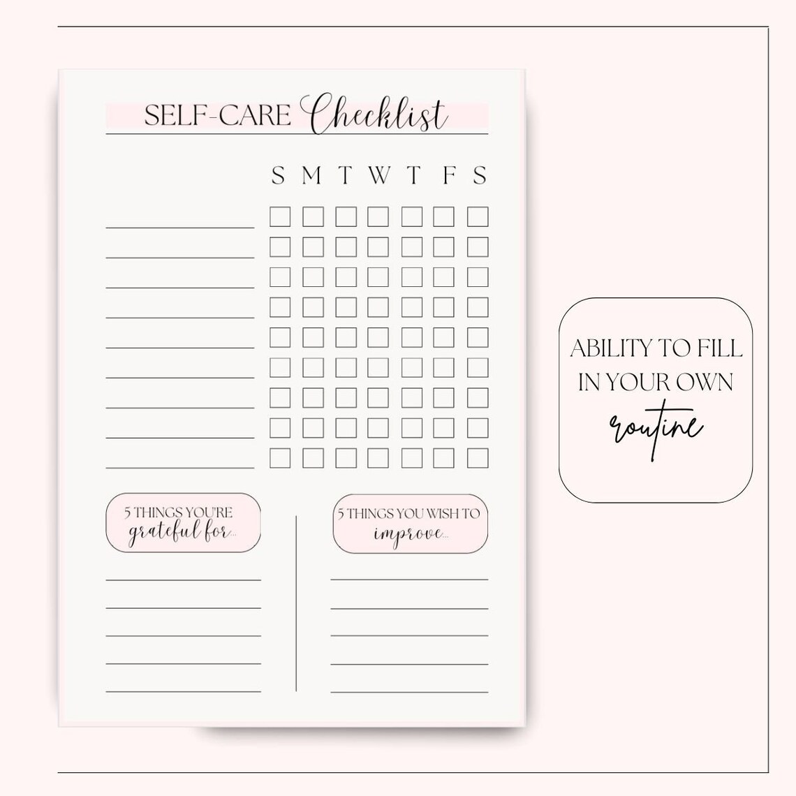 Self Care Goals, Planner Printable, Morning and Night Routine, Self ...