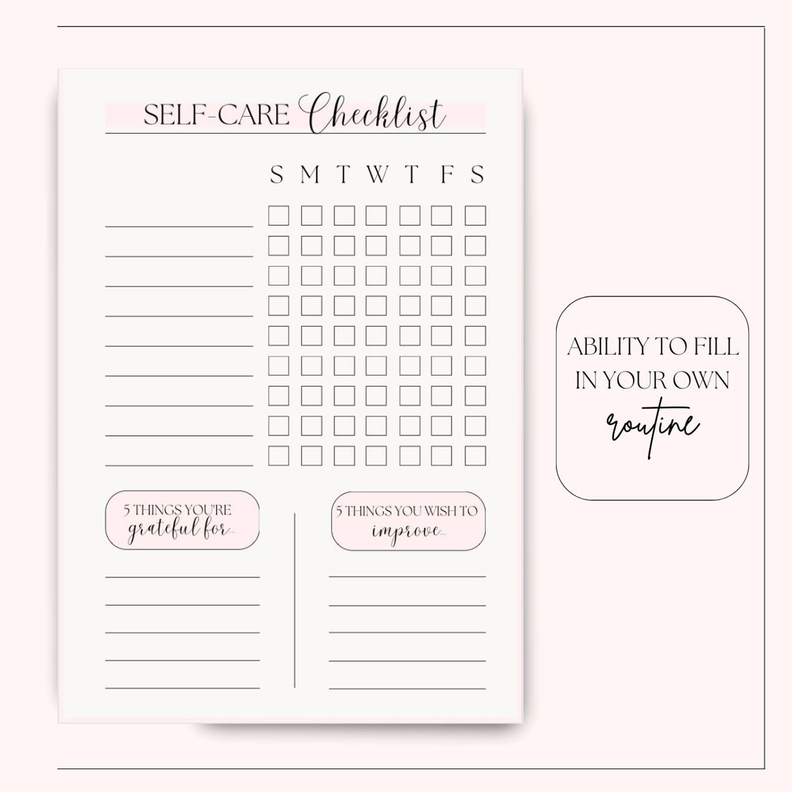 Self Care Goals, Planner Printable, Morning and Night Routine, Self ...