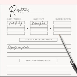 Resolution Planner Printable, Goals Planner Printable, New Years ...