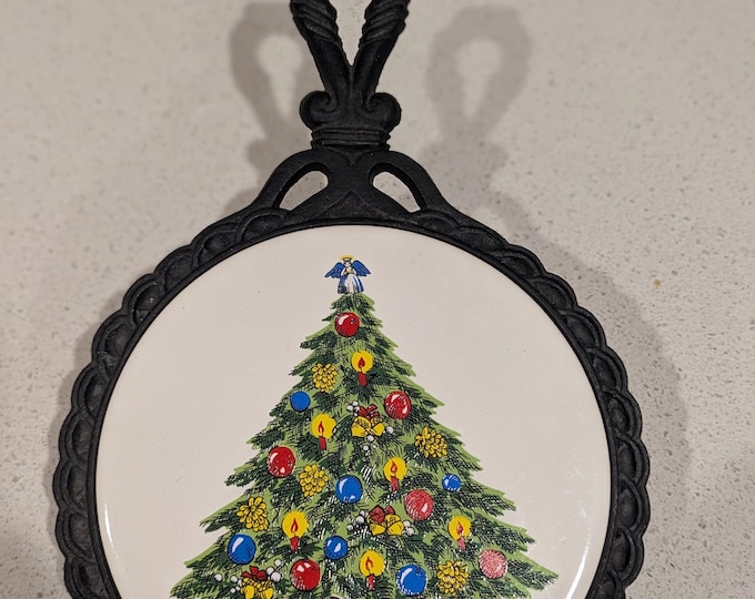 Cast Iron Christmas Tree Tile Trivet, Holiday Serving, Christmas ...