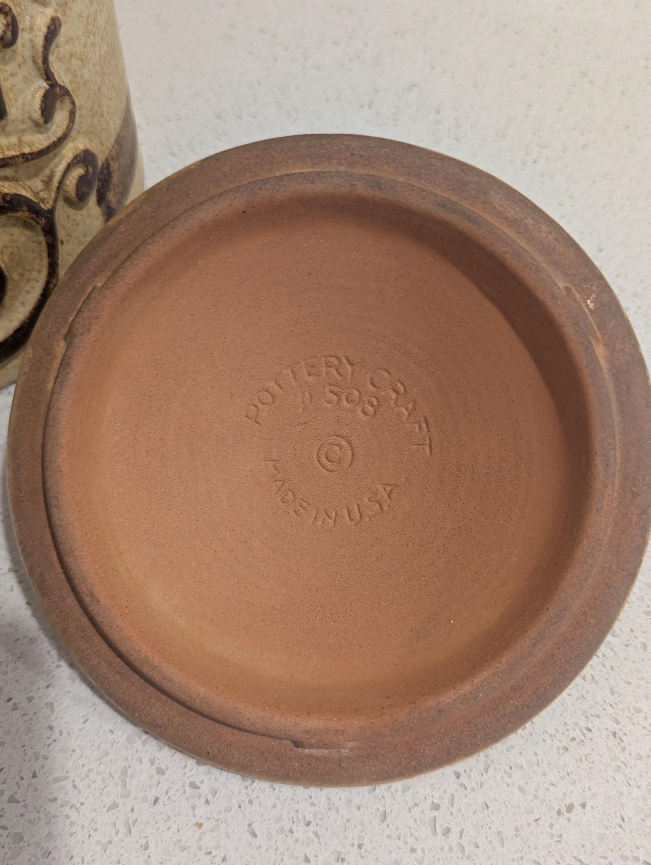 70s Retro Pottery Craft Tan & Brown Kitchen Canister W/ Lid - Etsy