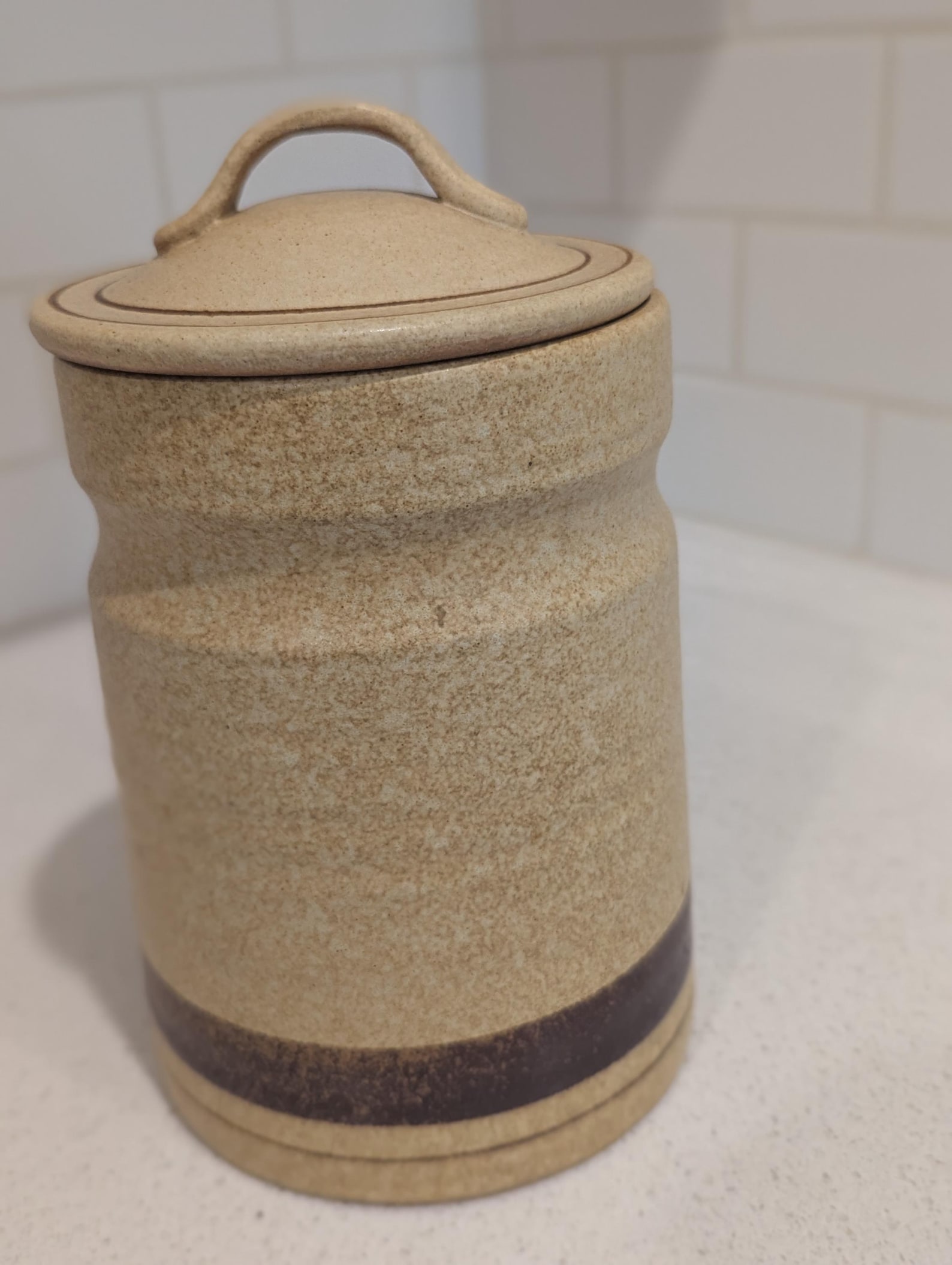 70s Retro Pottery Craft Tan & Brown Kitchen Canister W/ Lid - Etsy