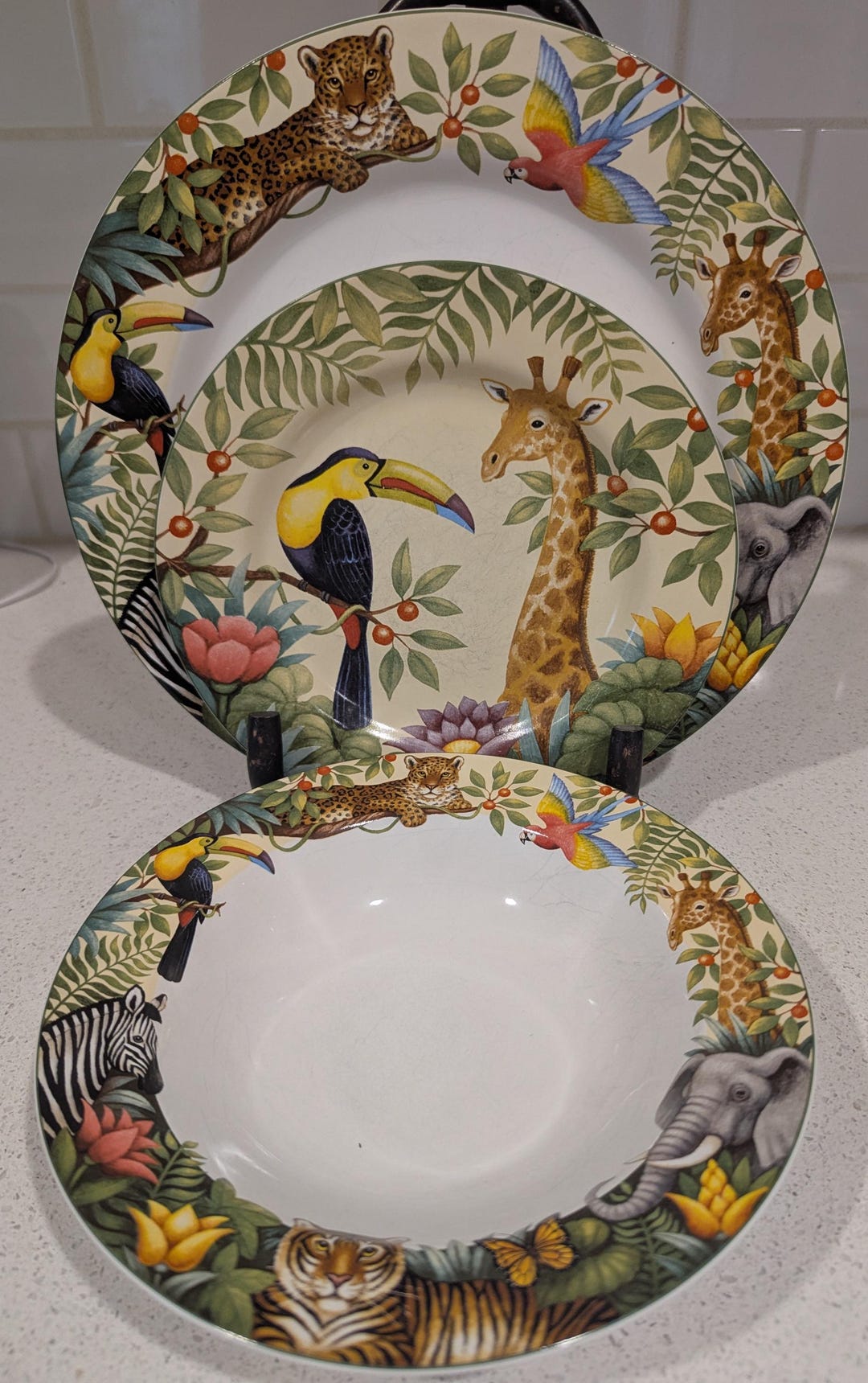 Sakura Jungle Animals by Oneida Artist Stephanie Stouffer 3 Piece ...