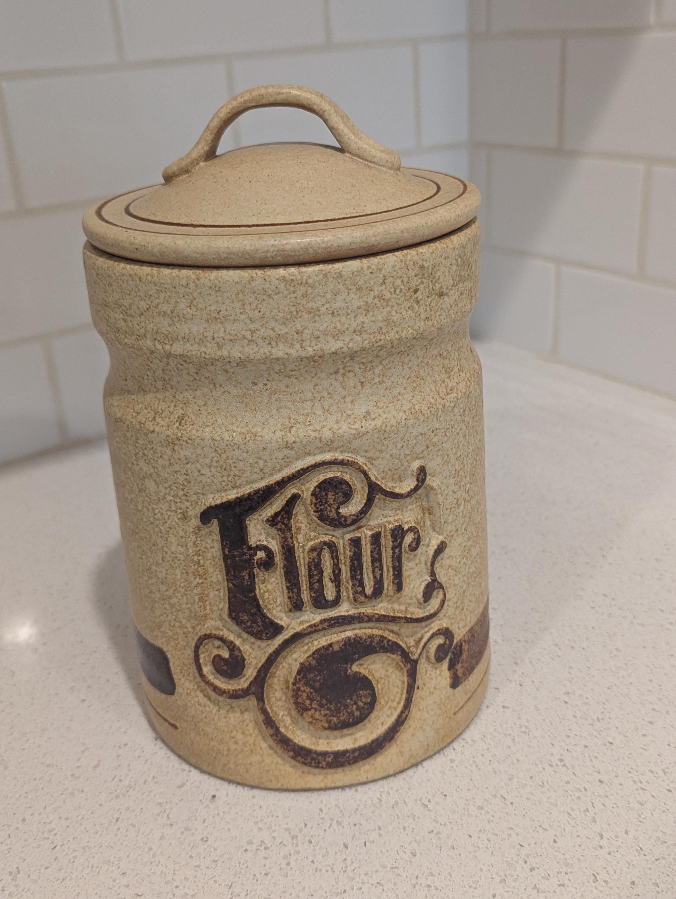 70s Retro Pottery Craft Tan & Brown Kitchen Canister W/ Lid - Etsy