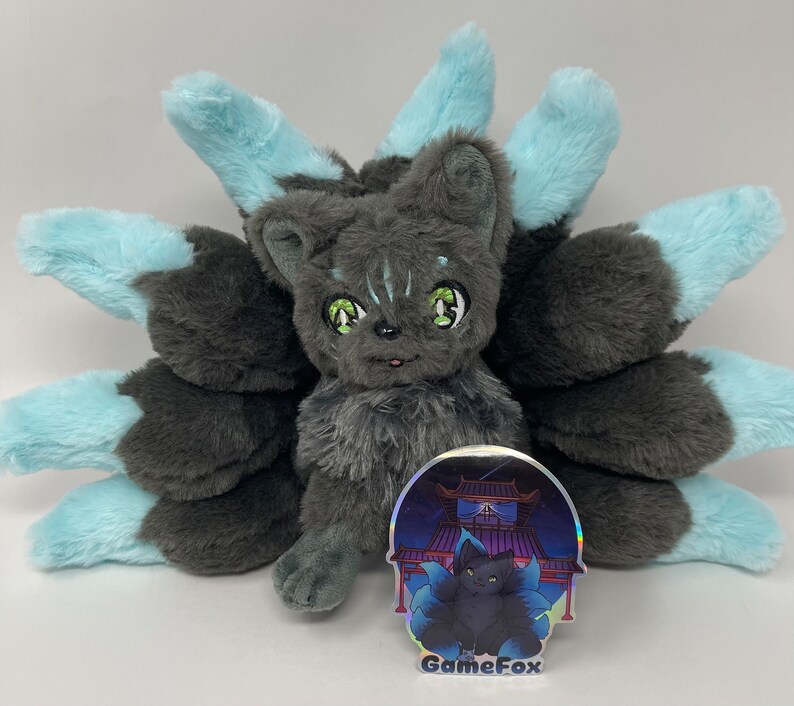 Kitsune Black Nine Tailed Fox Plush gamefox - Etsy