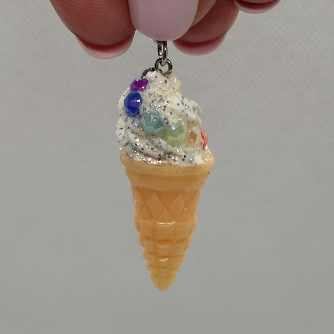 Rainbow Swirl Ice Cream Cone Charm, Decoden, Kawaii, Replica Food - Etsy