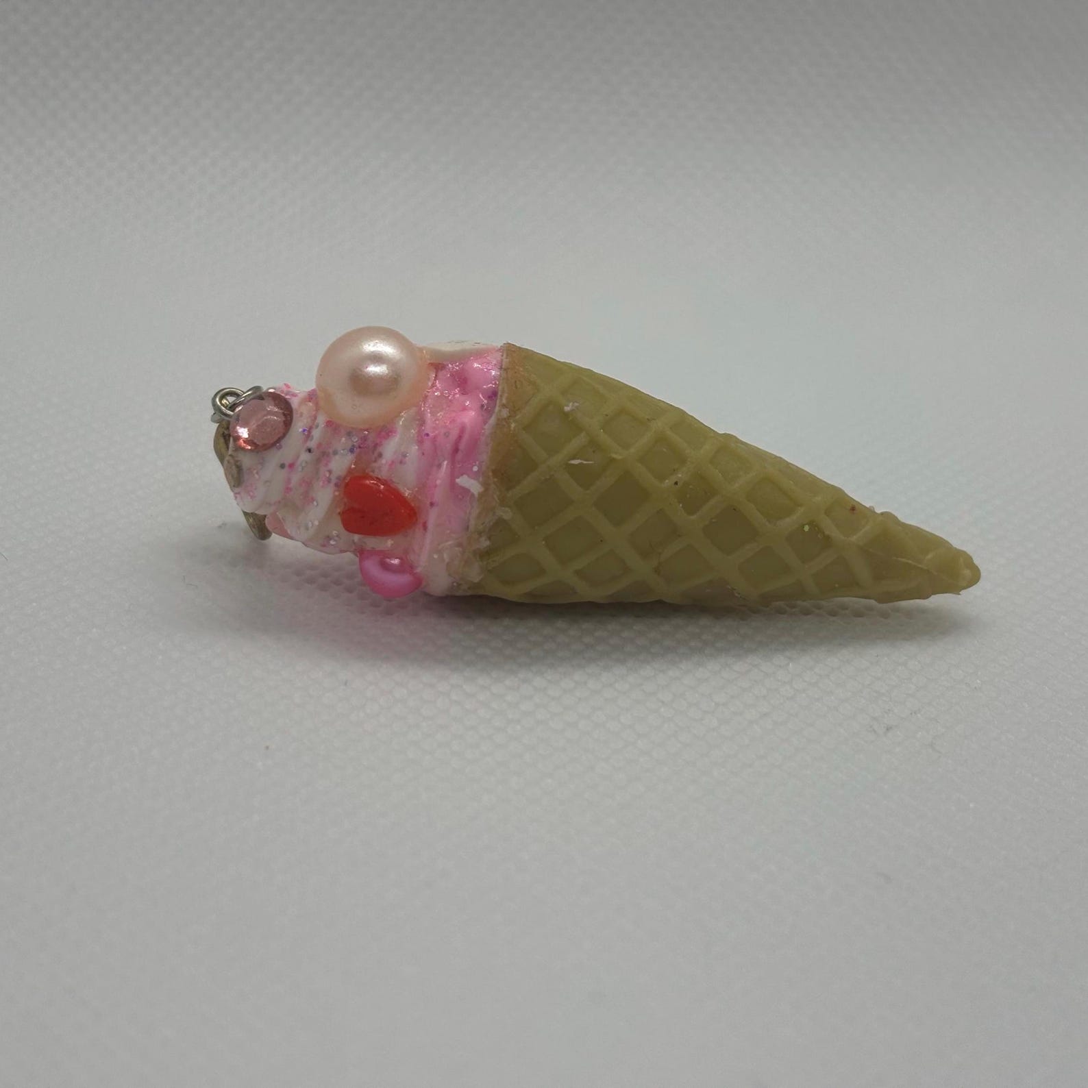 Lovely Strawberry Swirl Ice Cream Cone Charm, Decoden, Kawaii, Replica ...
