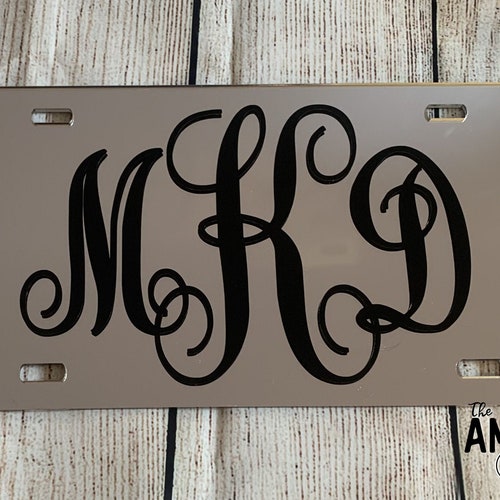 Monogram Mirror License Plate - Etsy