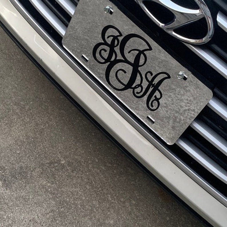 Monogram License Plate Chrome Monogram Car Tag Chrome | Etsy