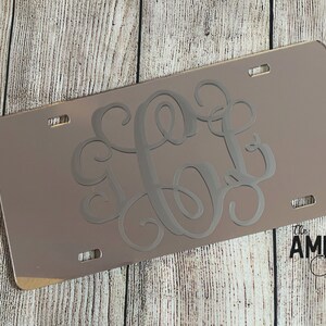 Monogram License Plate Chrome, Monogram Car Tag, Chrome Monogram ...