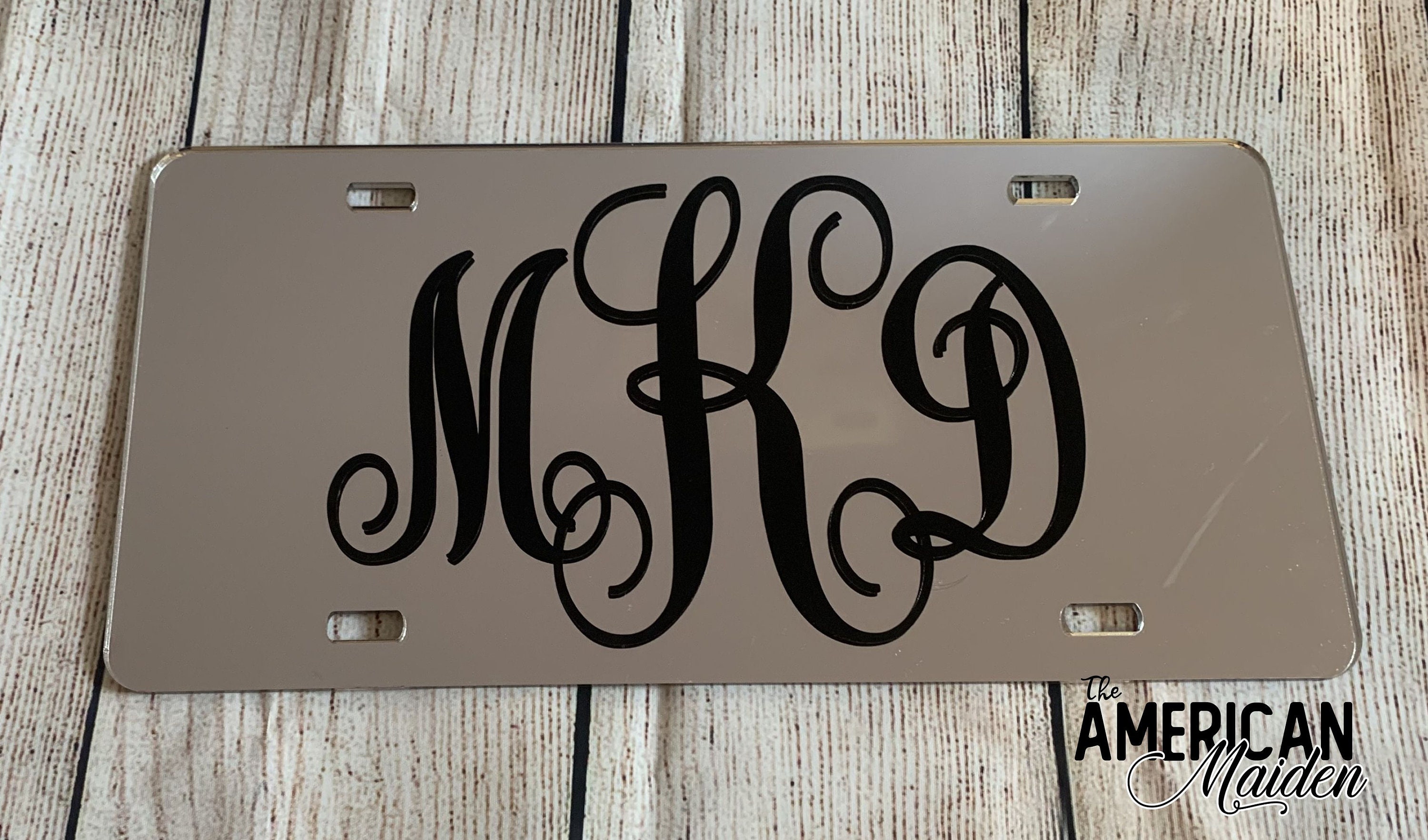 Monogram License Plate Chrome Monogram Car Tag Chrome | Etsy