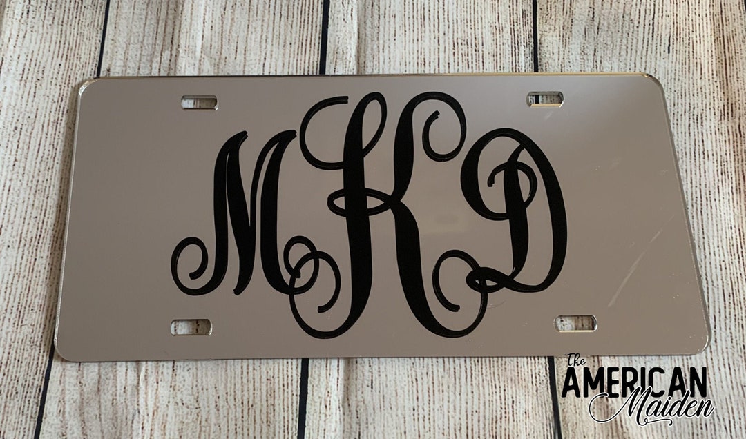 Monogram License Plate Chrome, Monogram Car Tag, Chrome Monogram ...