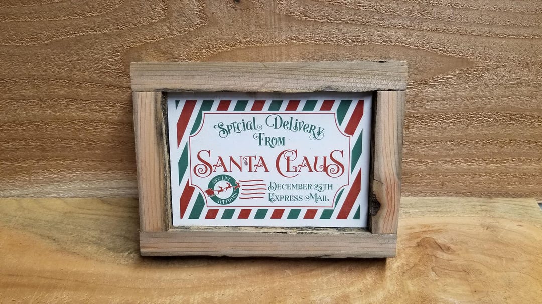 Wood Christmas Sign Special Delivery Form Santa Claus Vintage - Etsy
