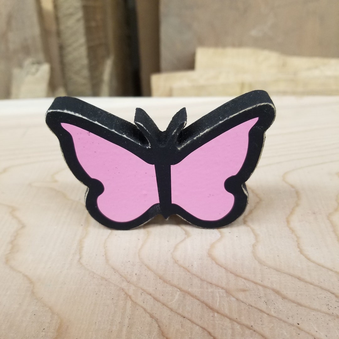 Pink Butterfly Wood Butterfly Tier Tray Shelf Sitter Summer Farmhouse ...