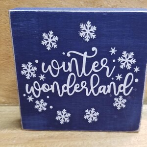 Winter Wonderland Wood Sign Winter Decoration Sign Blue Block White ...