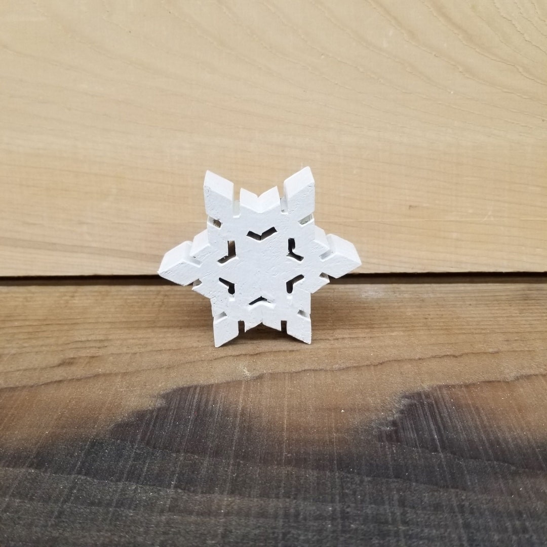 Wood Snowflake White Snowflake Winter Decoration Primitive Farmhouse ...
