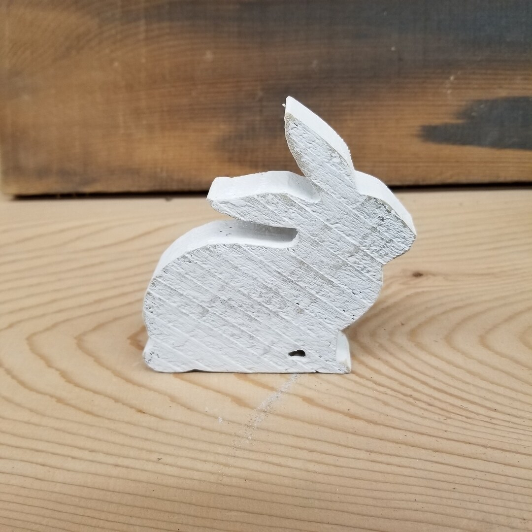 Wooden Bunny White Bunny Reclaimed Wood Bunny Rabbit Decoration Easter ...